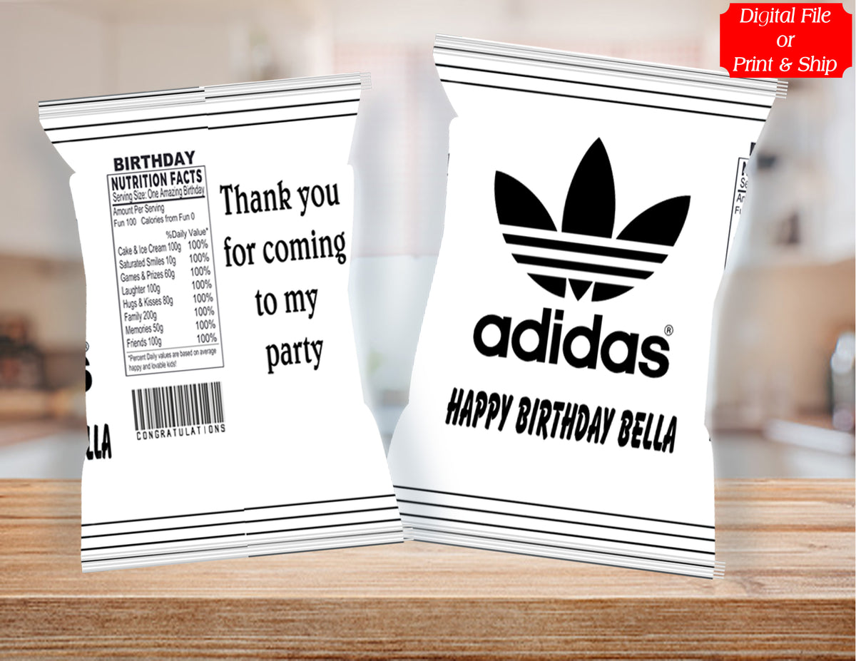 (12) Personalized ADIDAS LOGO Chip Candy Treat Bags Party Favors Print ...