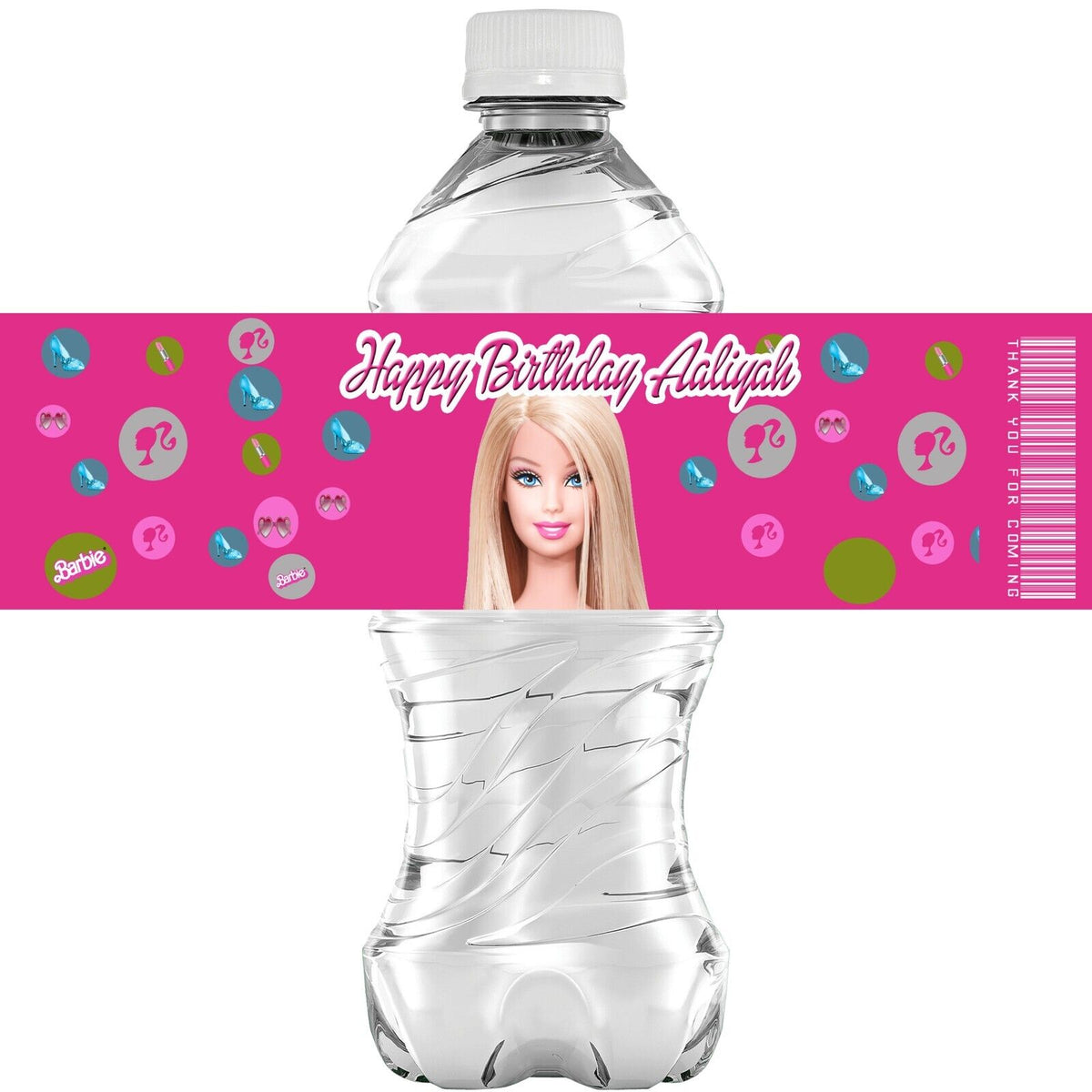 (10) Personalized BARBIE Glossy Water Bottle Labels, Party Favors, 2 S ...