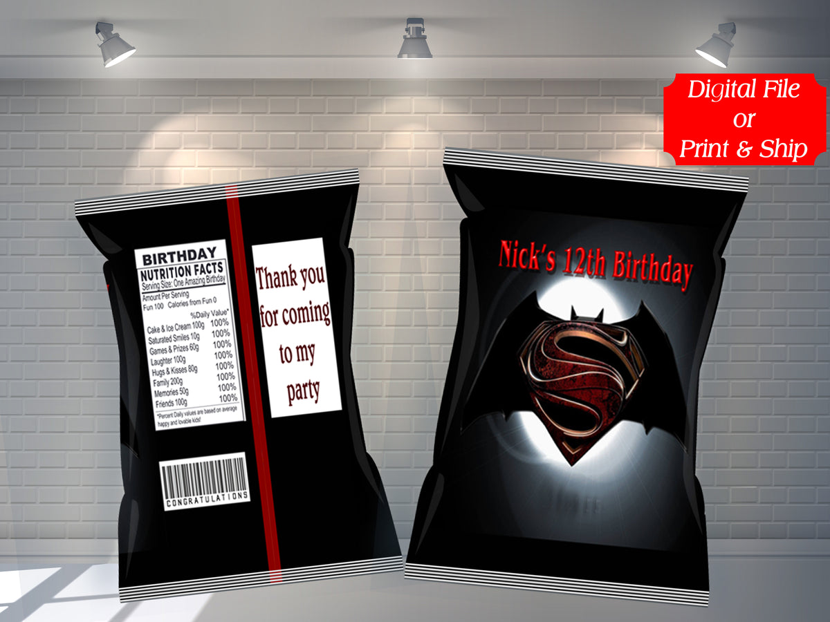 (12) Personalized BATMAN Chip Candy Treat Bags Party Favors Printed or ...