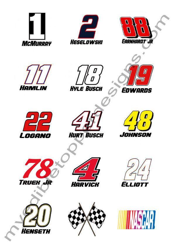 (15) 2" Nascar Edible Print Premium Cupcake/Cookie Toppers Frosting Sh ...