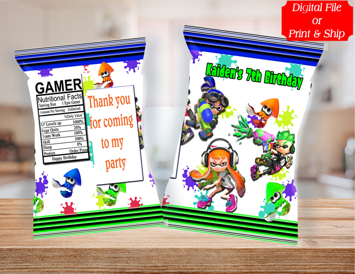 (12) Personalized SPLATOON Chip Candy Treat Bags Party Favors Printed ...
