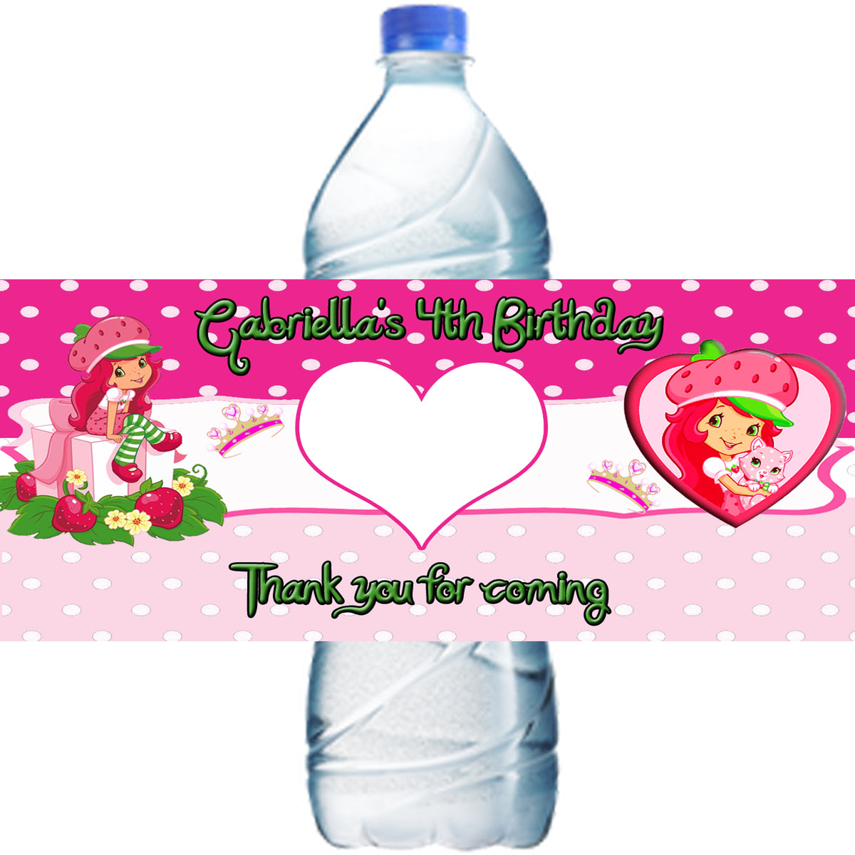 (10) Personalized STRAWBERRY SHORTCAKE Glossy Water Bottle Labels, Par ...