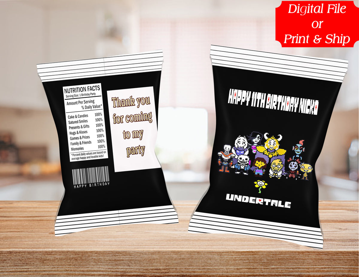 (12) Personalized UNDERTALE Chip Candy Treat Bags Party Favors Printed ...
